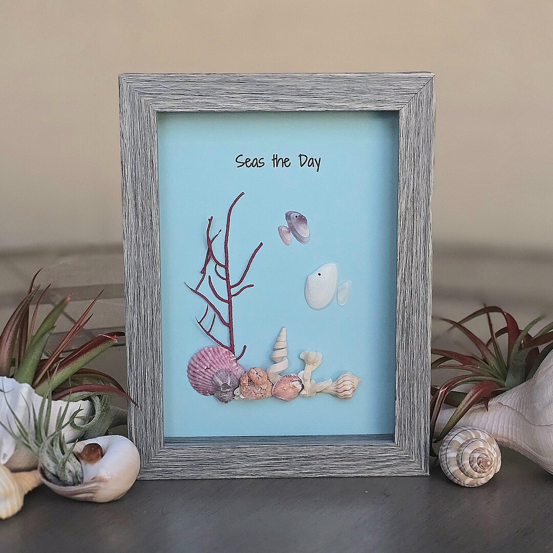 Seashell Mosaic Art Shadowbox - 5x7 Seas the Day #188 - Etsy