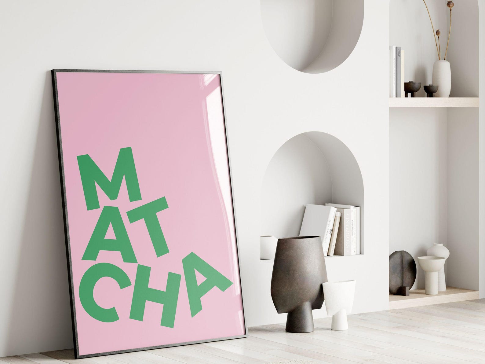 Matcha Artwork Matcha Latte Poster Matcha Print Pink Kitchen Decor ...