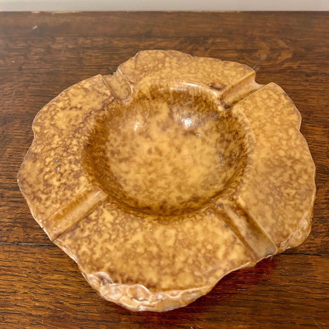 Vintage French Tan Alabaster Ashtray/trinket Dish, With Incense Holder ...