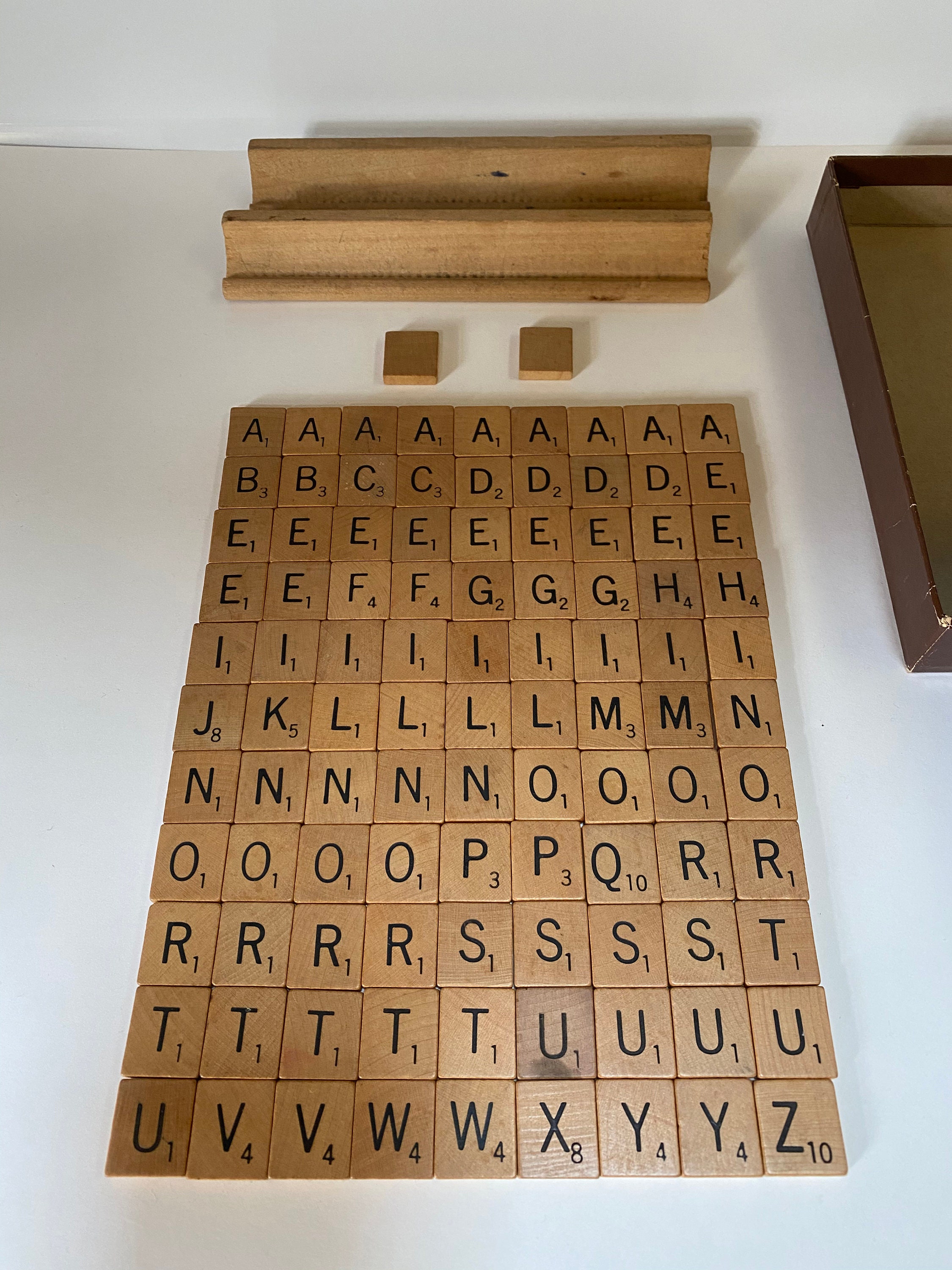 Scrabble Tiles Set With Two Tile Holders and Word O Rama Spinner Box ...