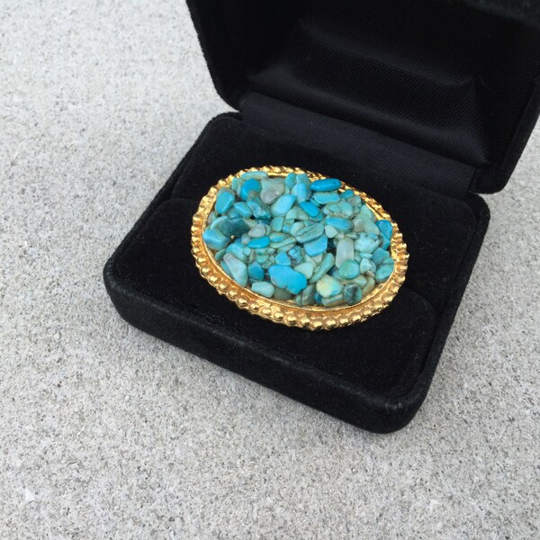 Turquoise Brooch - Etsy