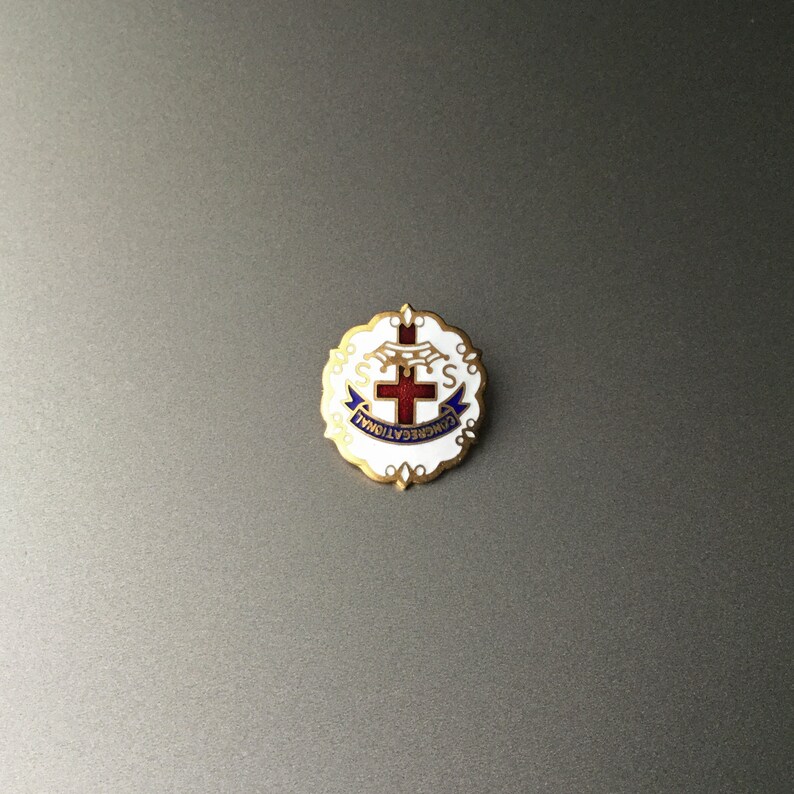 Congregational Red & White Enamel Cross Pin Vintage - Etsy