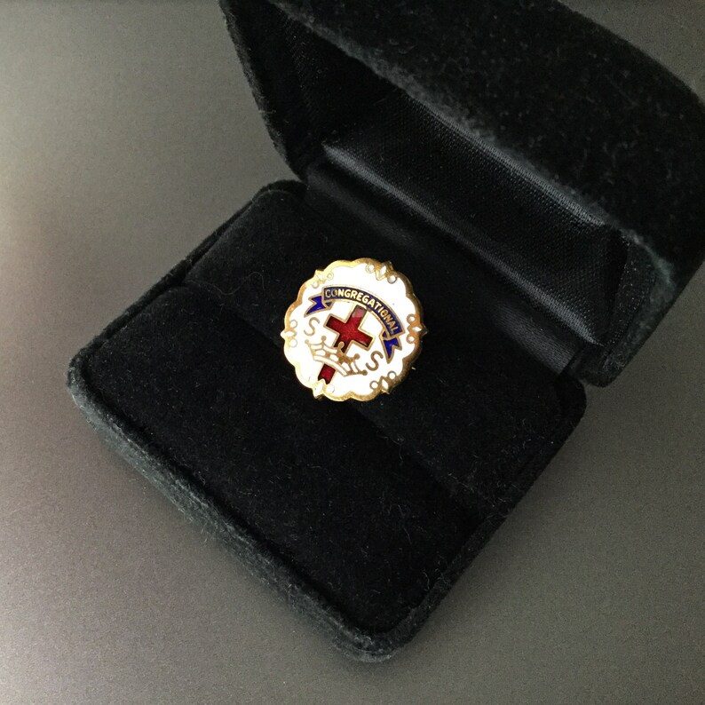 Congregational Red & White Enamel Cross Pin Vintage - Etsy