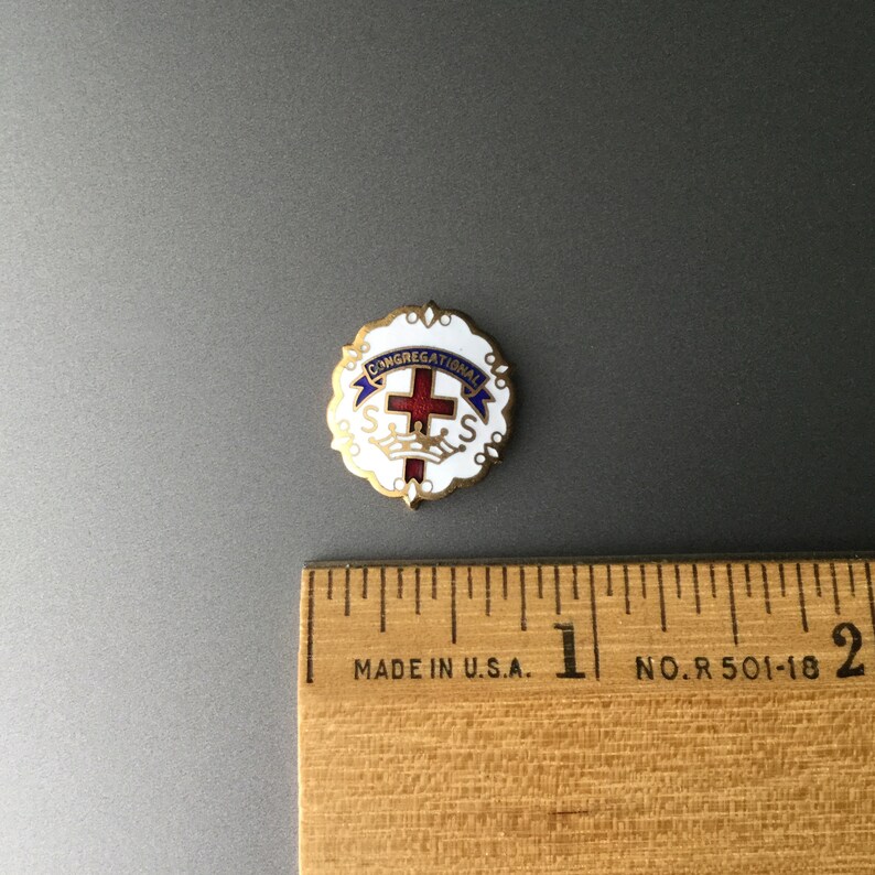 Congregational Red & White Enamel Cross Pin Vintage - Etsy
