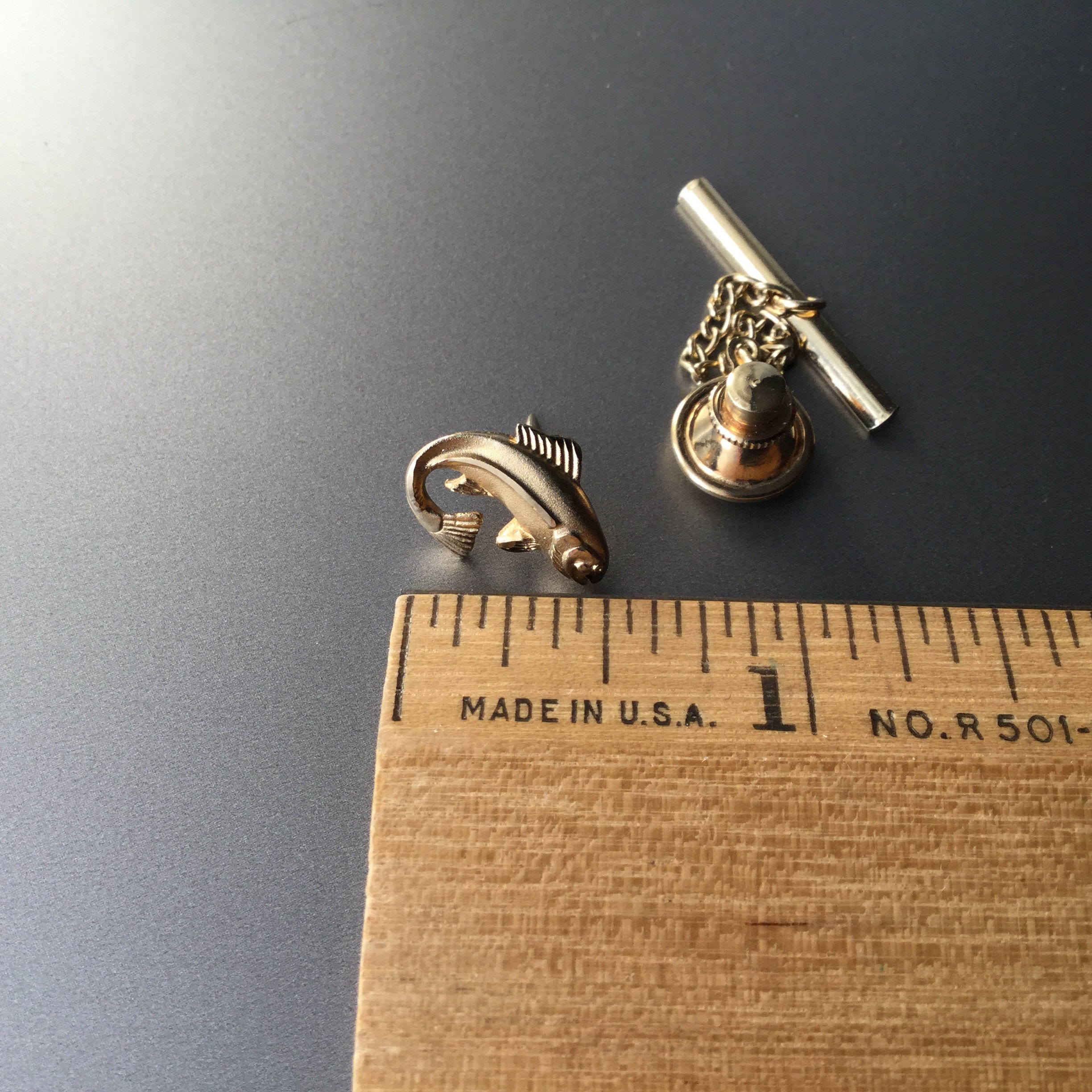 Buy Fish Tie Tack in Gold Tone Vintage Fishing Lapel Pin / Pin Back ...