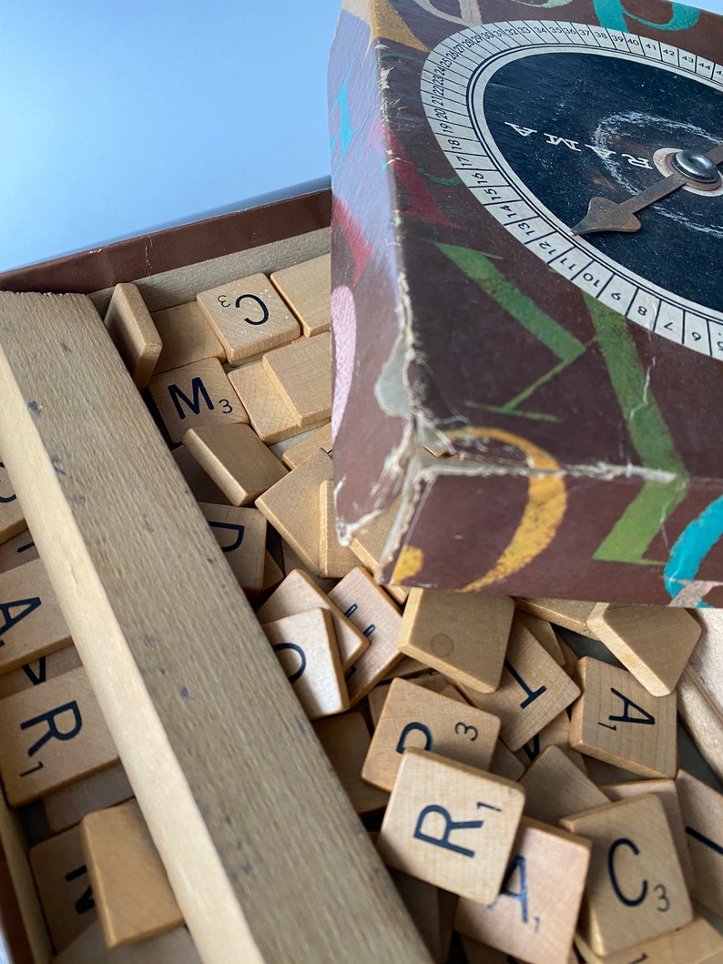Scrabble Tiles Set With Two Tile Holders and Word O Rama Spinner Box ...