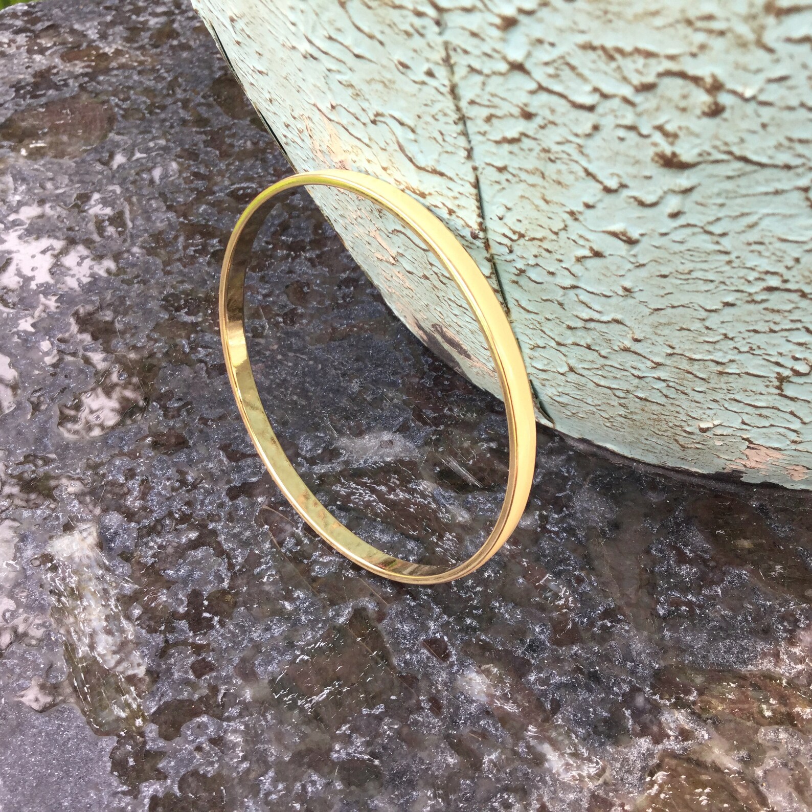 Vintage Beige Tan Enamel Bangle Bracelet in Gold Tone Finish Narrow ...
