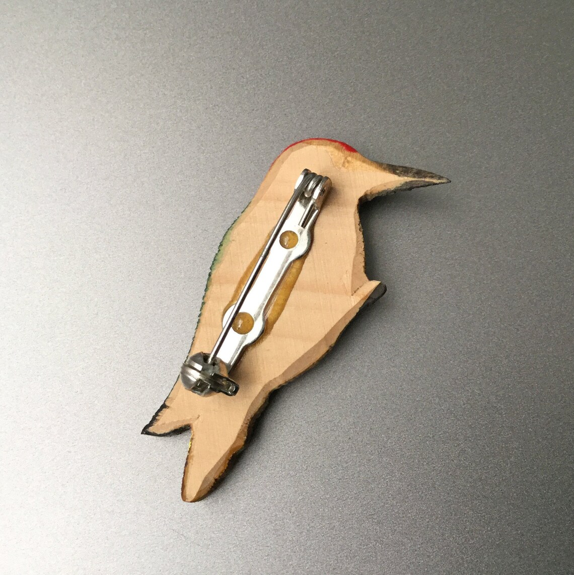 Carved Wood Hand Painted Woodpecker Flicka Bird Brooch - Etsy