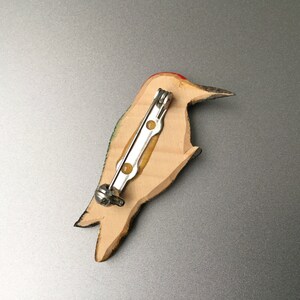 Carved Wood Hand Painted Woodpecker Flicka Bird Brooch - Etsy