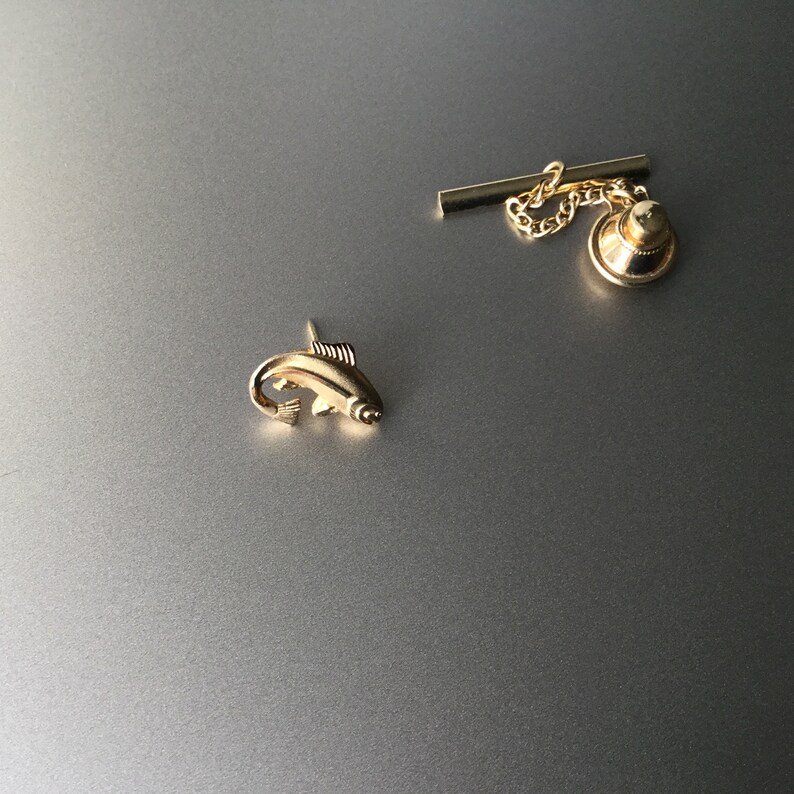 Buy Fish Tie Tack in Gold Tone Vintage Fishing Lapel Pin / Pin Back ...