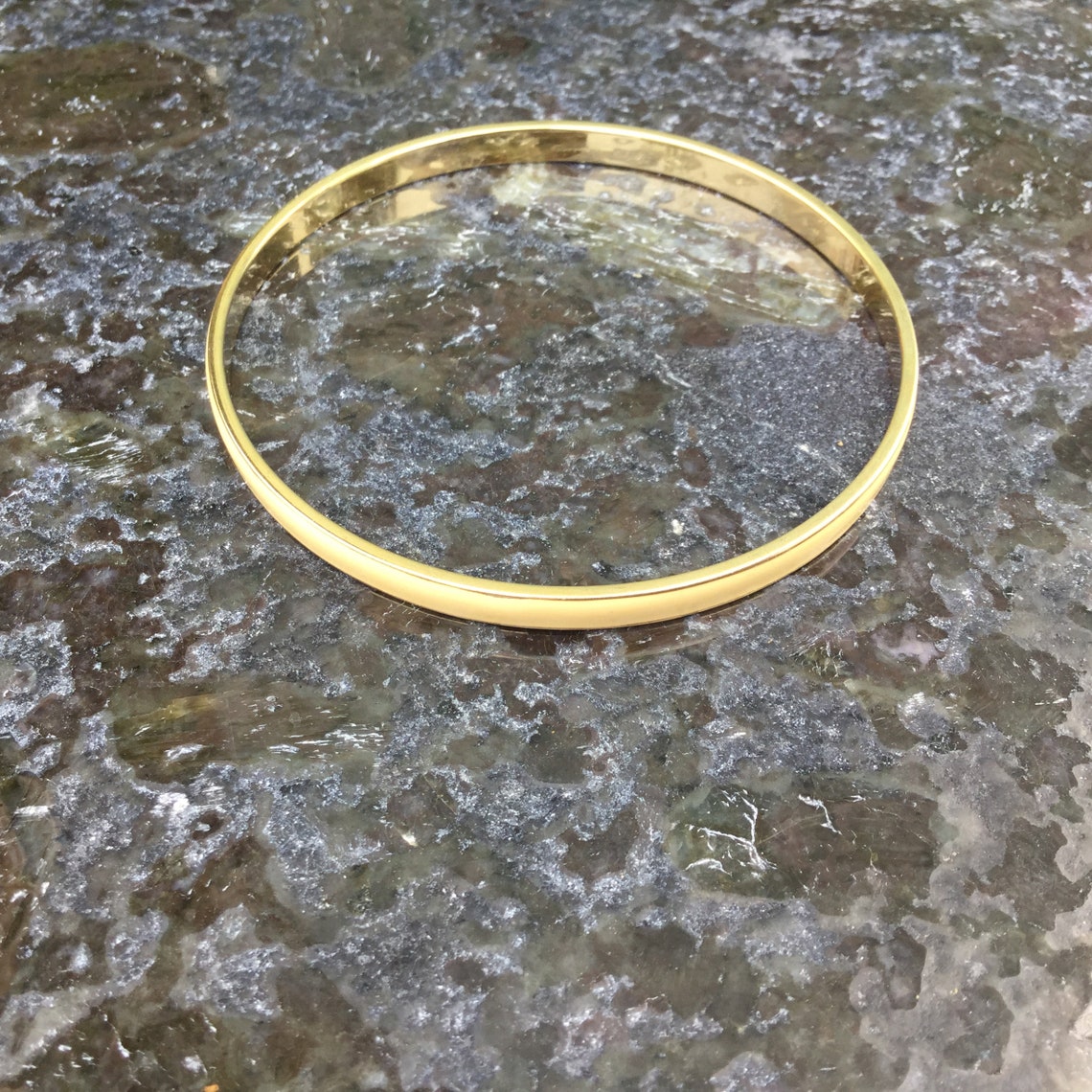 Vintage Beige Tan Enamel Bangle Bracelet in Gold Tone Finish Narrow ...