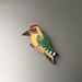Carved Wood Hand Painted Woodpecker Flicka Bird Brooch - Etsy