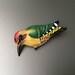 Carved Wood Hand Painted Woodpecker Flicka Bird Brooch - Etsy