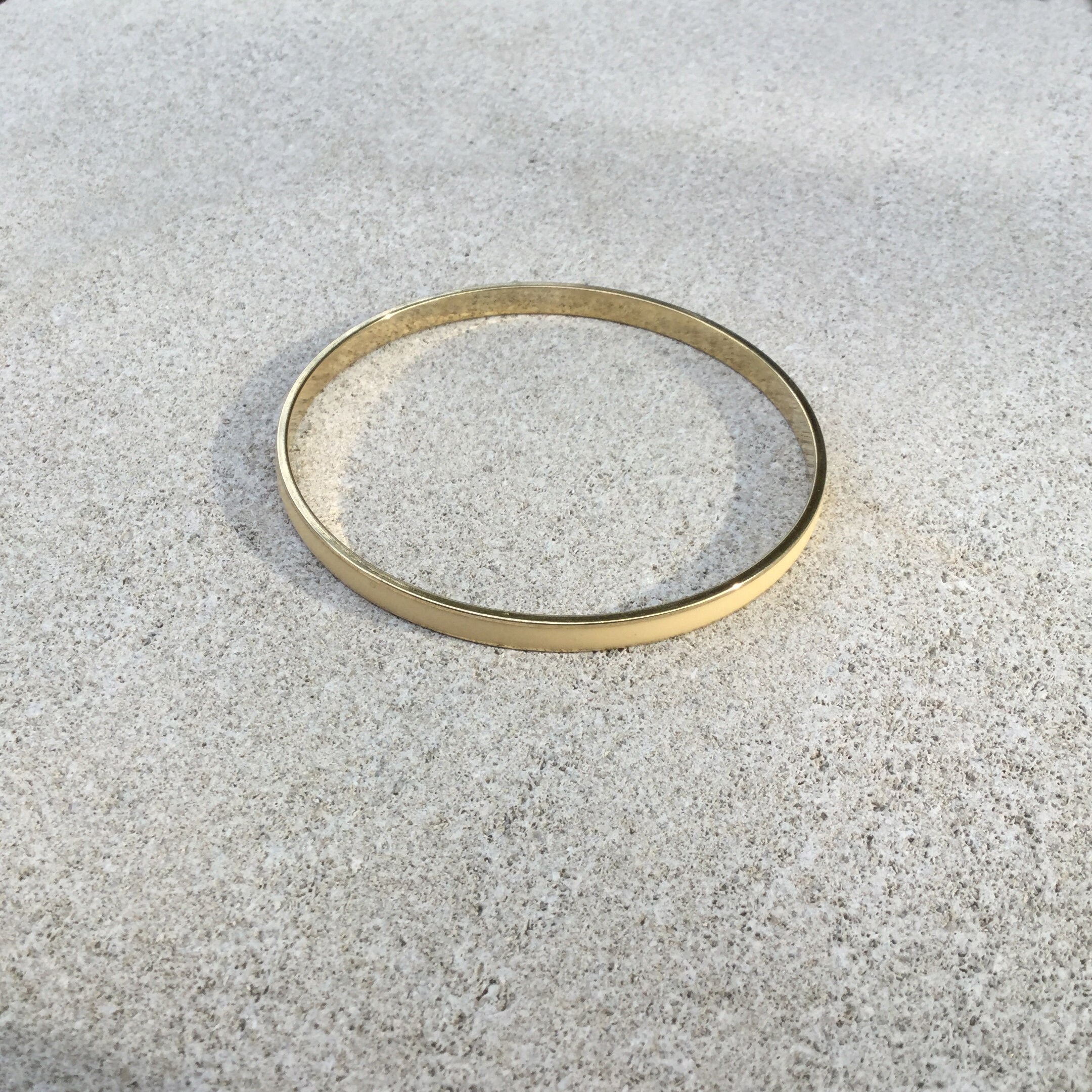 Vintage Beige Tan Enamel Bangle Bracelet in Gold Tone Finish Narrow ...