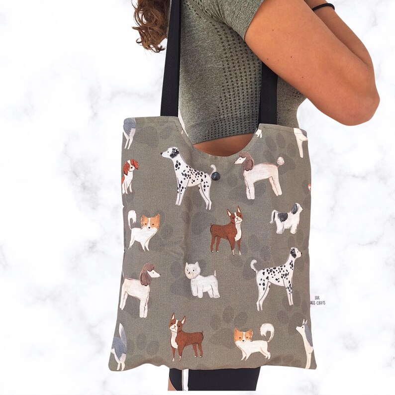 Cute Dog Print Tote Bag, Gift for Dog Lover, Pet Owner Gift, Grocery ...