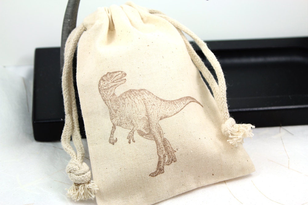 Dinosaur Favor Bags Velociraptor Set of 10 4x6 Muslin Bags - Etsy