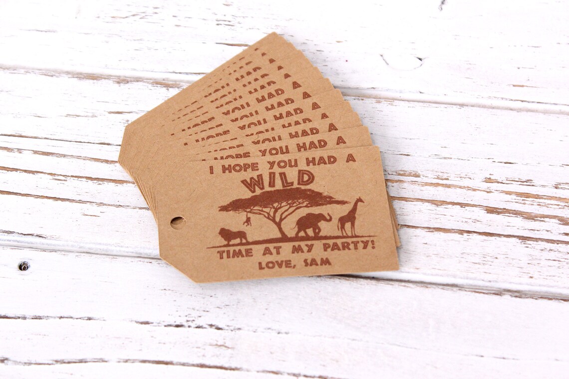 Safari Animals Gift Tags Personalized With Name Set of 12 - Etsy