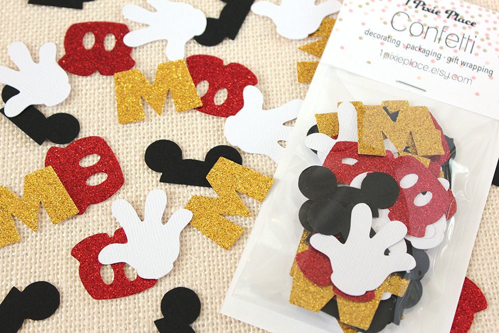 Mickey Mouse Inspired Glitter Confetti 50 pieces Table | Etsy