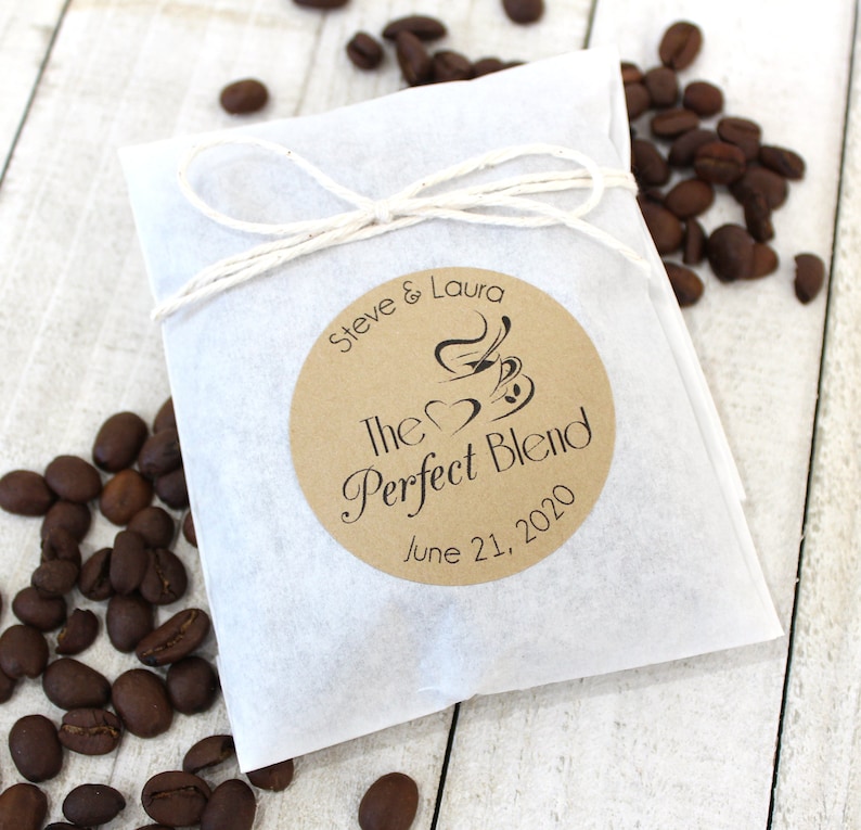 The Perfect Blend - Coffee Wedding Favor Labels - Personalized Name ...