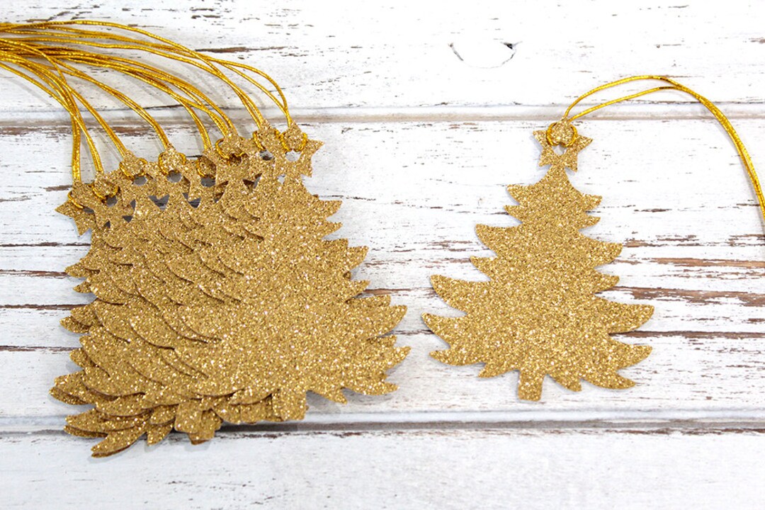 Glitter Christmas Tree Gift Tags - Set of 10 - Etsy