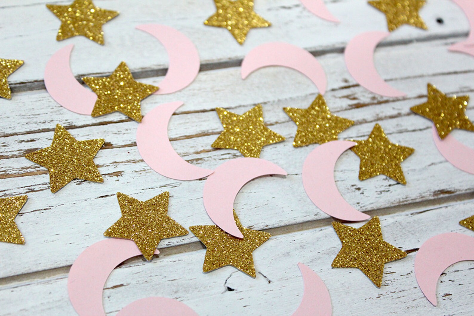 Pink Moon and Gold Stars Glitter Confetti Love You to the | Etsy