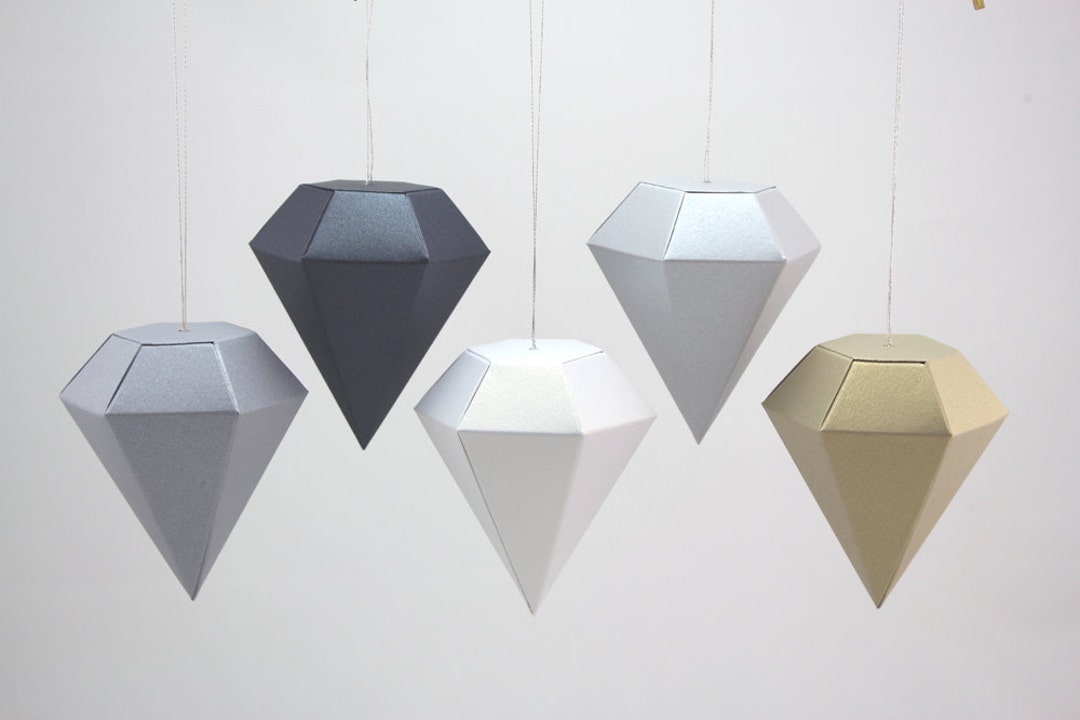 DIY Craft Kit - Geometric Paper Gem Ornaments - Diamonds - Shimmery ...