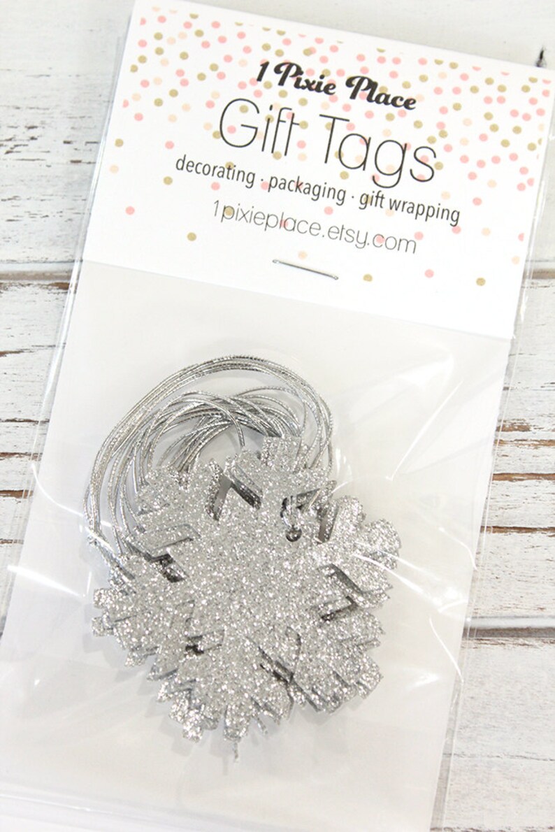 Snowflake Gift Tags Set of 10 Christmas Gift Tags Glitter - Etsy