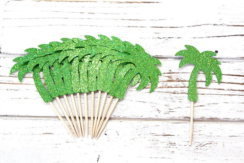 Palm Tree Cupcake Toppers Set of 12 Tropical Party - Etsy