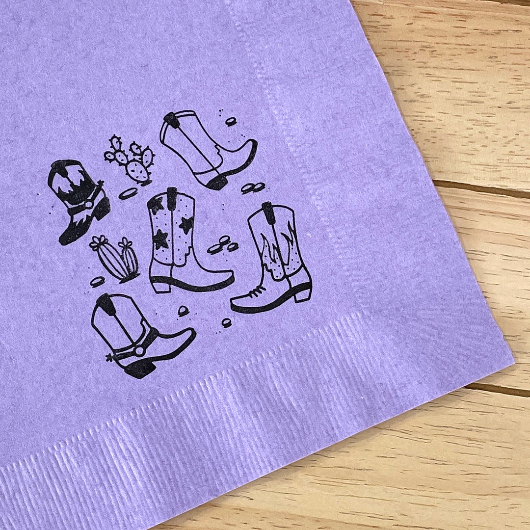 Cowboy Boots Party Napkins - Set of 25 - 3 Ply, 1/4 Fold Luncheon ...