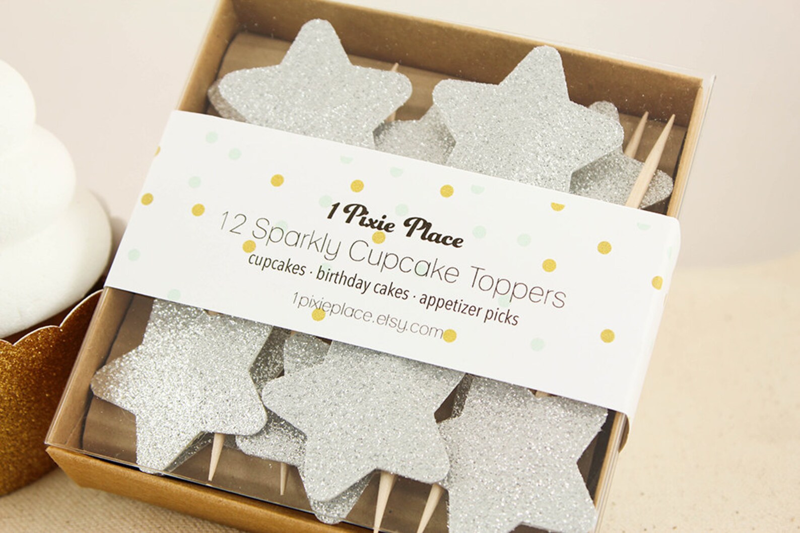 Silver Glitter Star Cupcake Toppers Set of 12 - Etsy