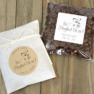 The Perfect Blend - Coffee Wedding Favor Labels - Personalized Name ...