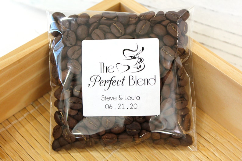 The Perfect Blend - Coffee Wedding Favor Labels - Personalized Name ...