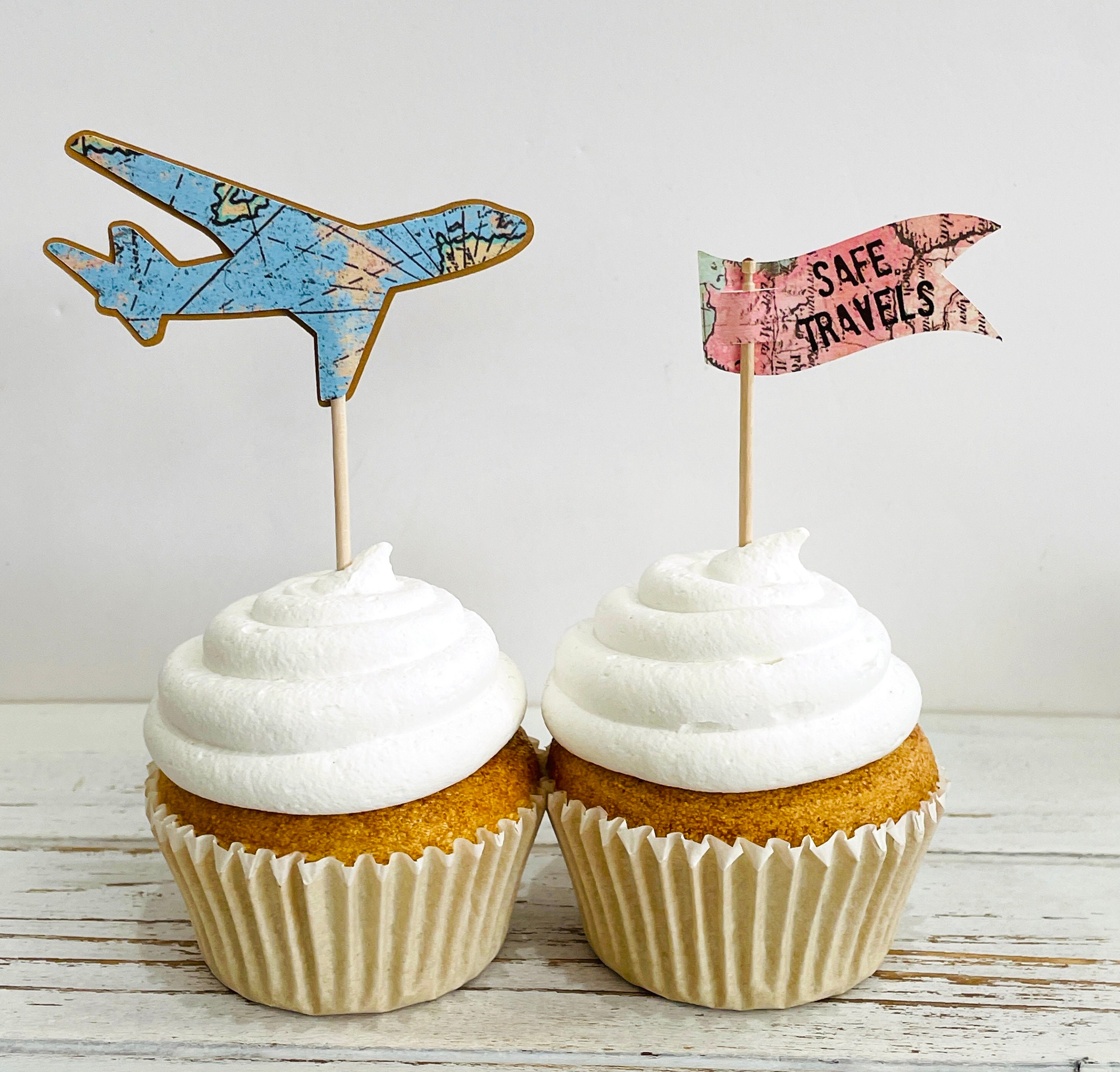 Vintage Map Flag Cupcake Toppers - Set of 12 - Vintage Map Flag Toppers ...
