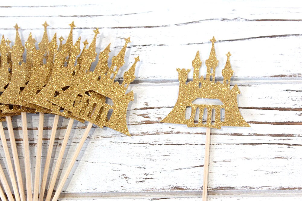 Princess Castle Glitter Cupcake Toppers Set of 12 | Etsy