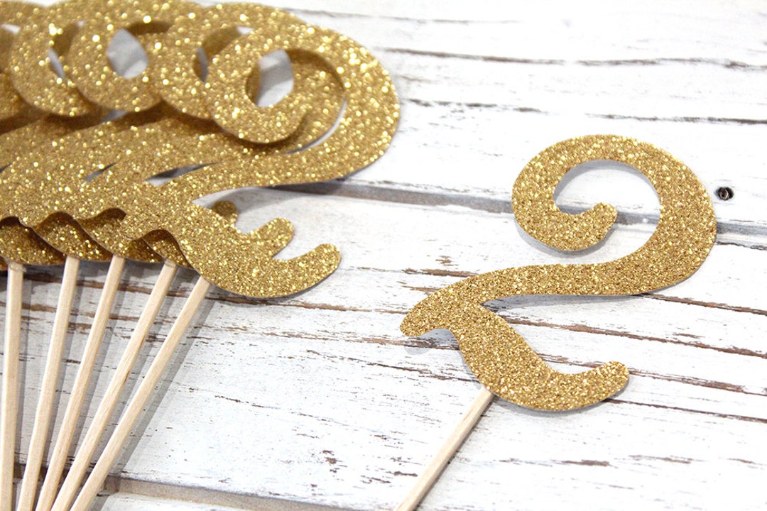 Gold or Silver Glitter Number Cupcake Toppers - Set of 12 - Etsy