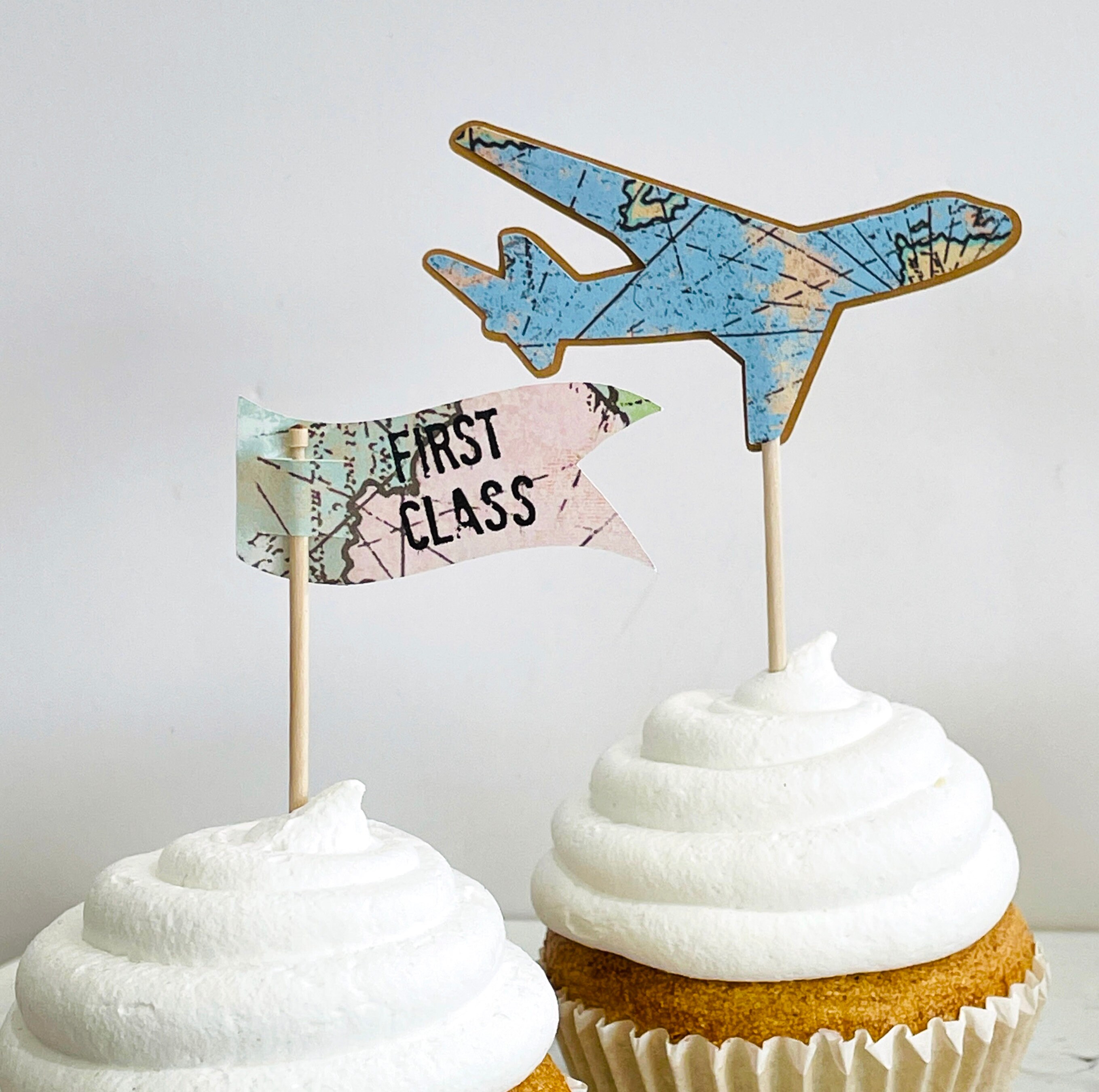 Vintage Map Flag Cupcake Toppers - Set of 12 - Vintage Map Flag Toppers ...