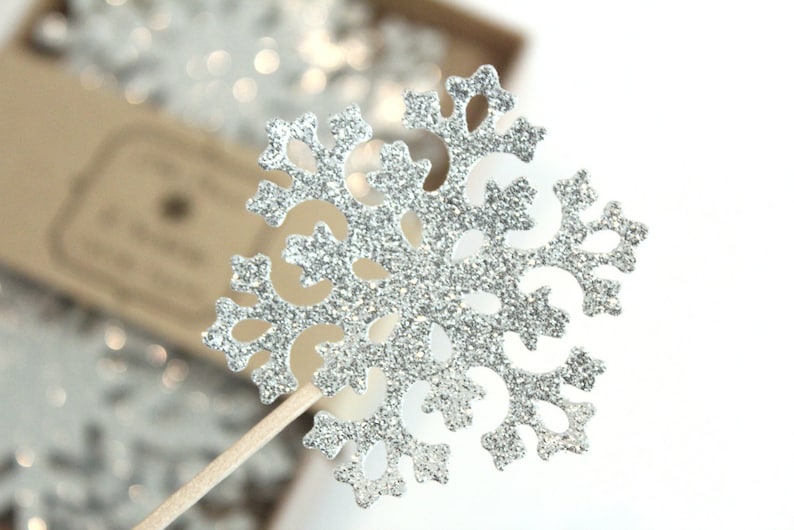 Large Snowflake Glittery Cupcake Toppers Assorted shapes | Etsy