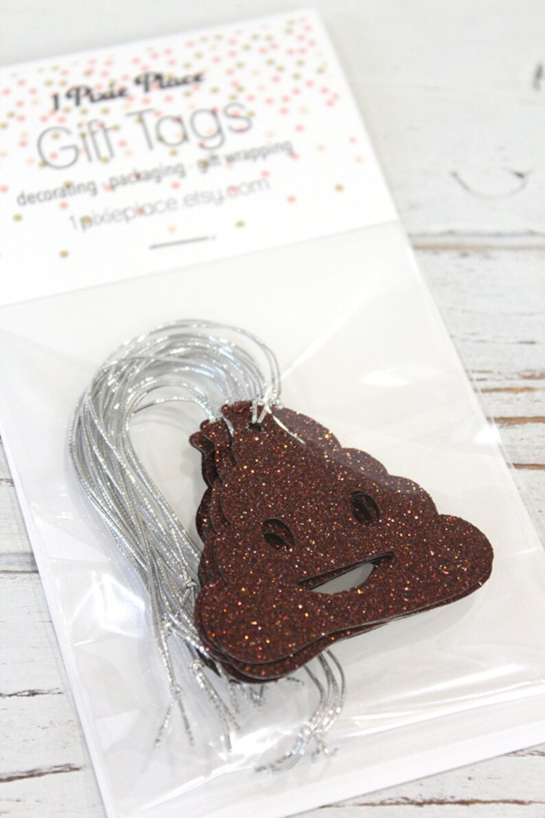 Poop Emoji Gift Tags Set of 10 Glitter Gift Tags - Etsy