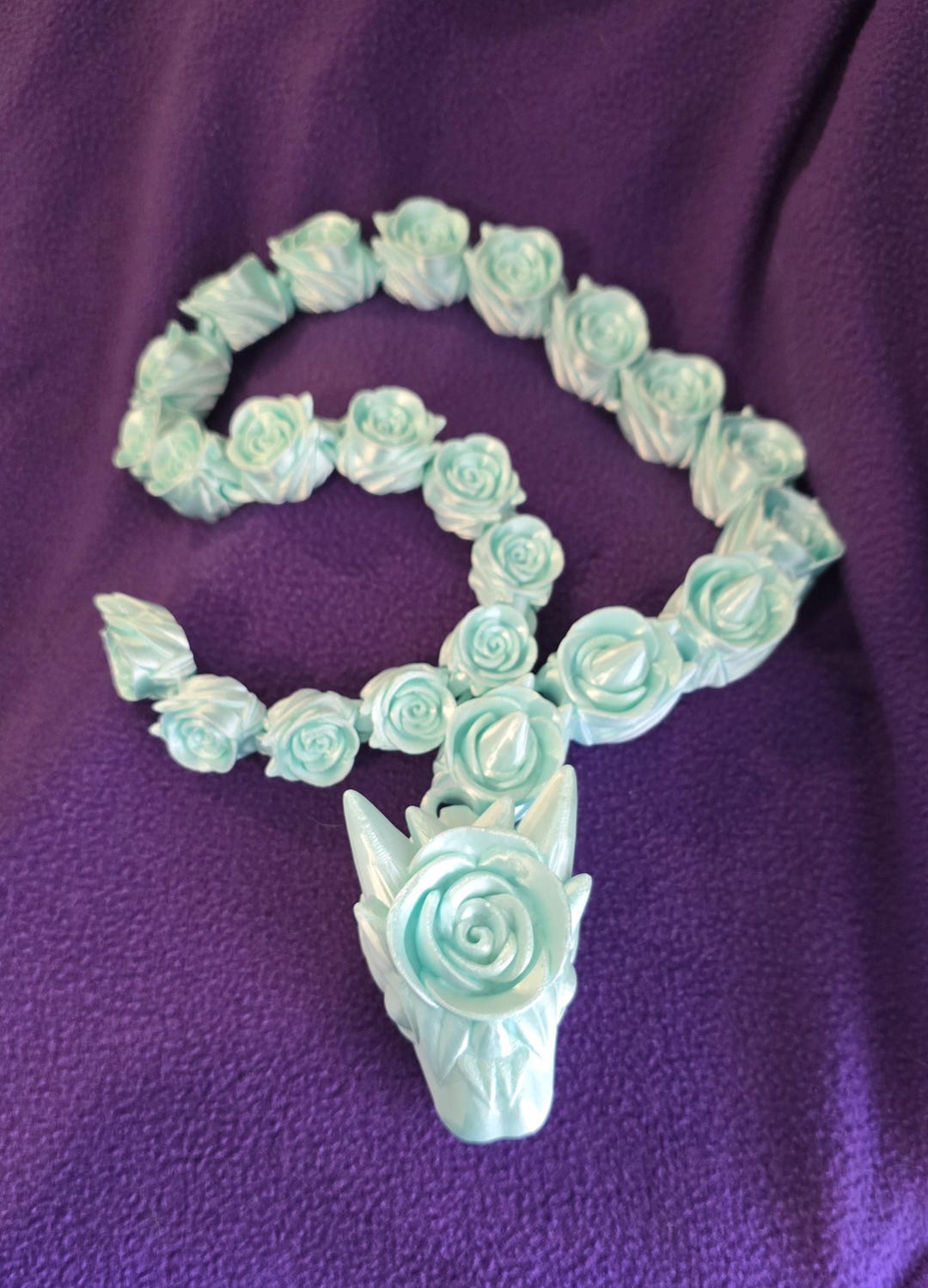 Cyan Blue Rose Snake, 3d Print, Fidget Toy, Toy, Articulated Toy - Etsy