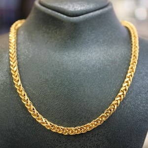 22k Gold Foxtail Chain Necklace, 3.20mm, Gold Chain, Jewelry for Men ...