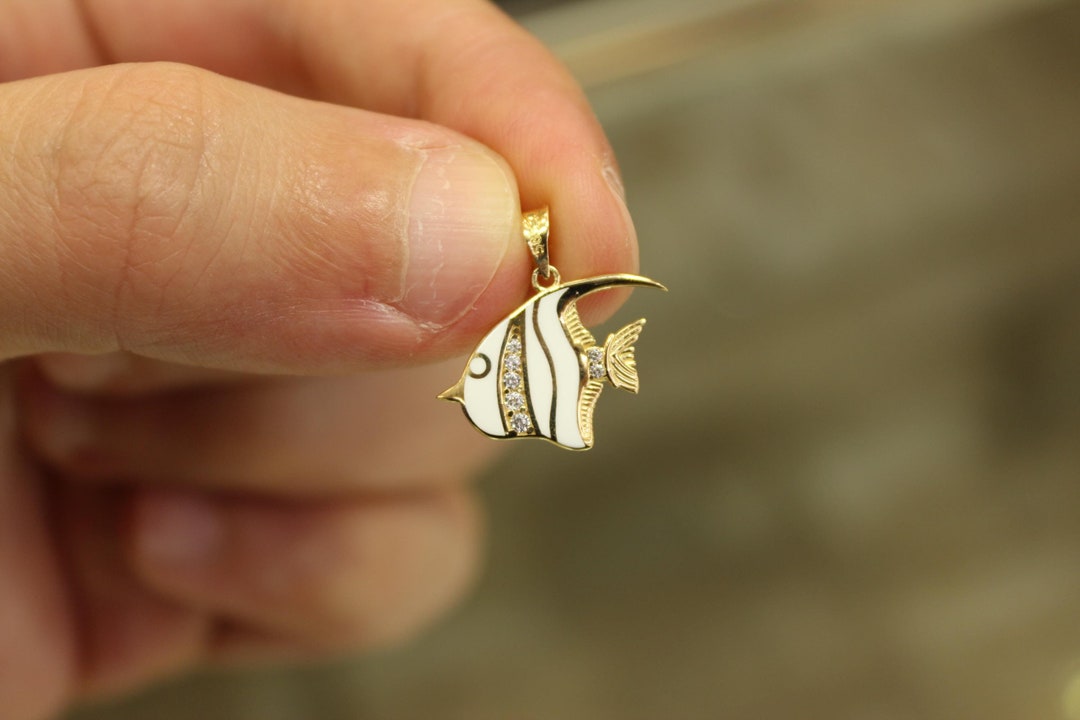 14k Gold Fish Pendant, Pisces Gift, 14k Fish Necklace, Animal Gold ...