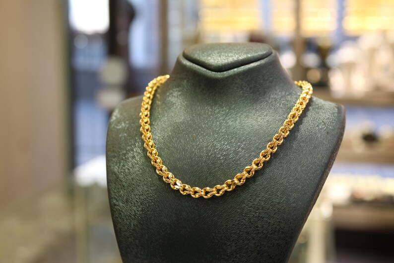 22K Pure Gold Chain Necklace, 4.25mm Gold Chain, Jewelry for Women, 22K ...