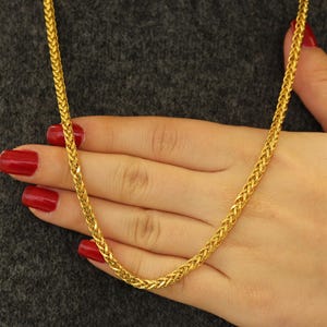 22k Gold Foxtail Chain Necklace, 3.20mm, Gold Chain, Jewelry for Men ...