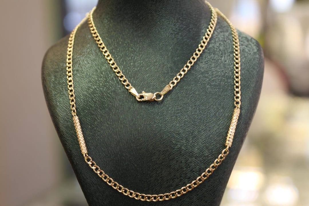 14k Gold Curb Chain Necklace, 14k Miami Cuban, 2.30mm 14k Solid Gold ...