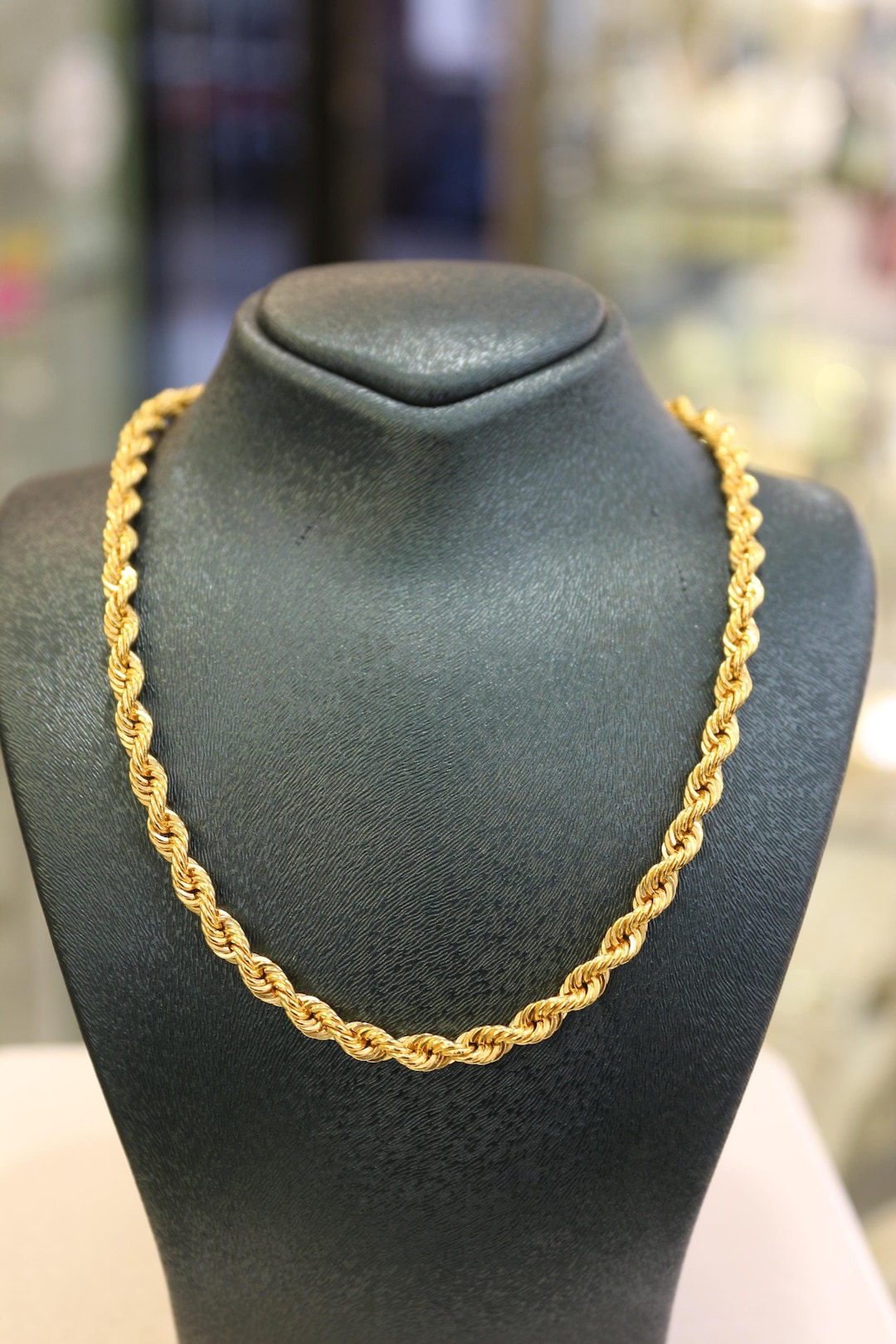 22K Gold Rope Chain Necklace, 4.30mm, Gold Chain, Jewelry for Men, Rope ...