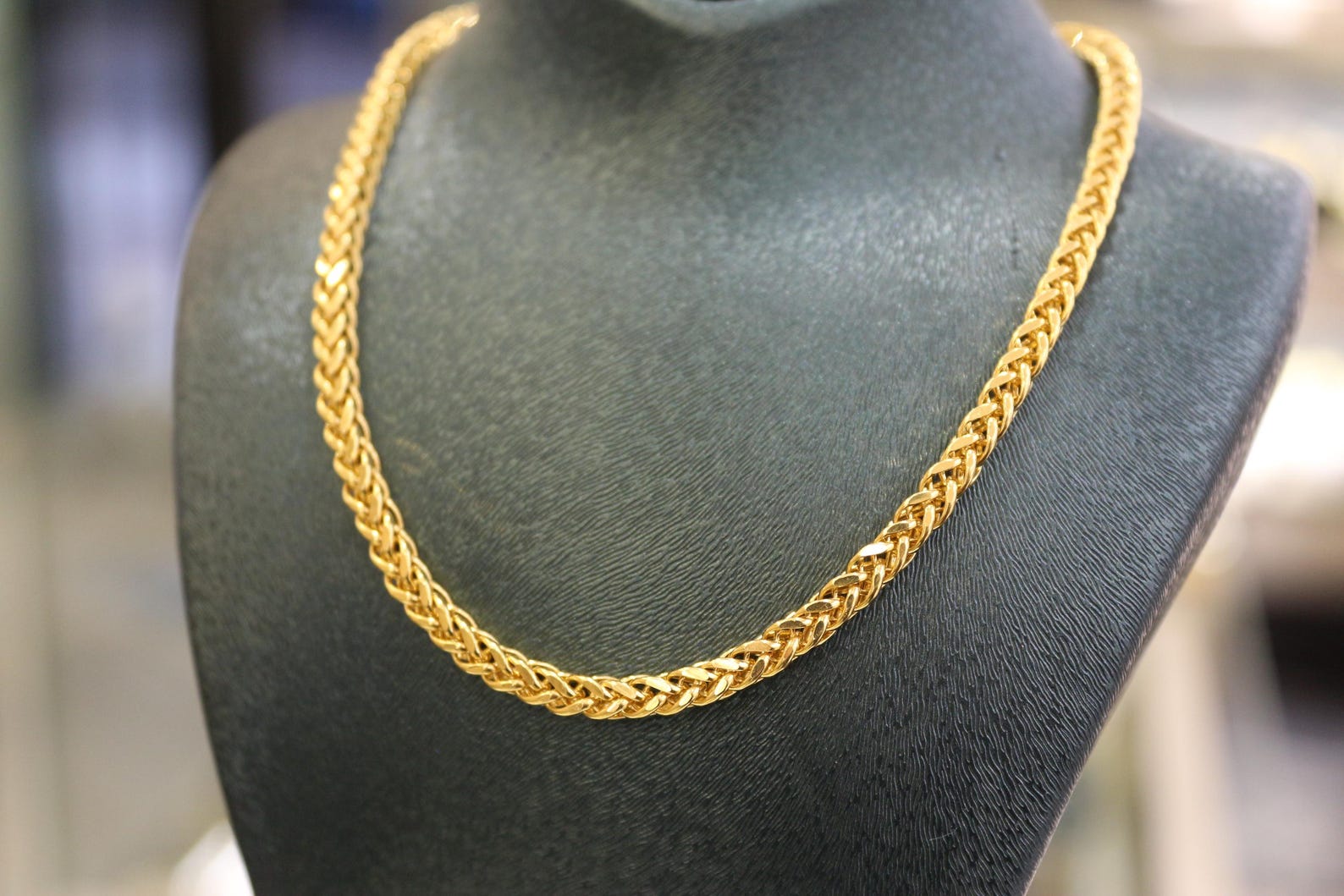22k Gold Foxtail Chain Necklace, 3.20mm, Gold Chain, Jewelry for Men ...