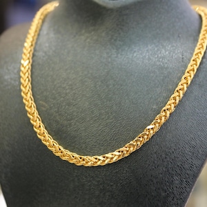 22k Gold Foxtail Chain Necklace, 3.20mm, Gold Chain, Jewelry for Men ...