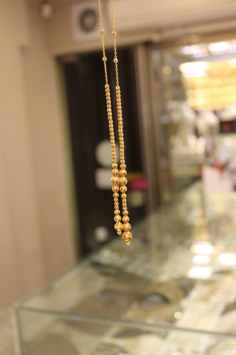22K Gold Dorica Bead Ball Chain Necklace, Dorica Gold Chain, Jewelry ...
