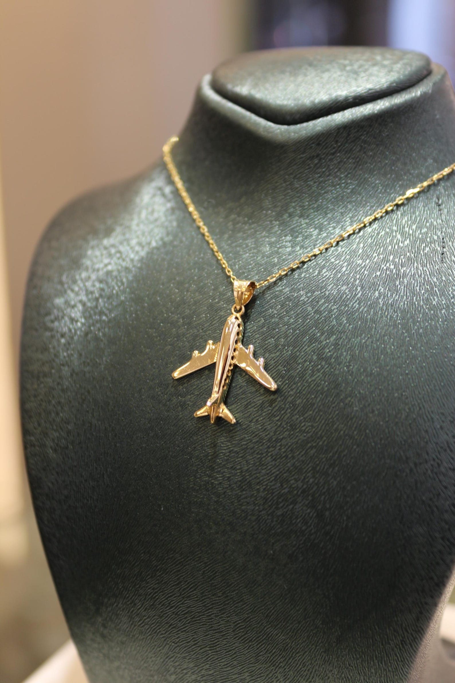 14K Gold Airplane Pendant, Aviation Jewelry for Men and Women, Pilot ...