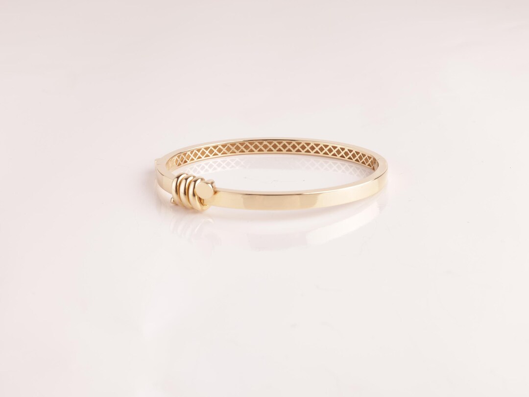 14k Gold Bangle Bracelet, Gold Stacking Bracelet, 4MM Gold Bangle ...